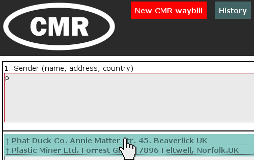CMR waybill International Consignement Note